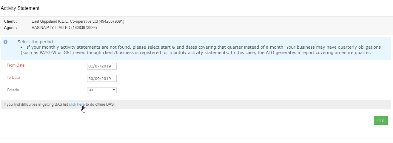 Preparing Business Activity Statements (IAS/BAS) Offline